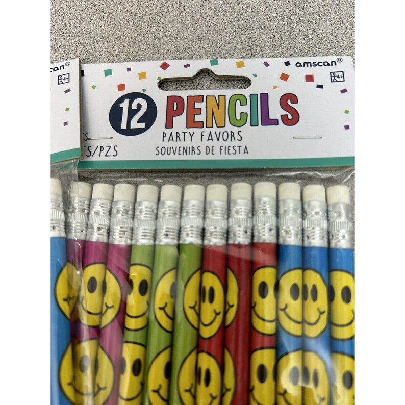 Smiley Face Emoji Pencils Party Favors 12 Count, Lot of 2 Packs, School ...