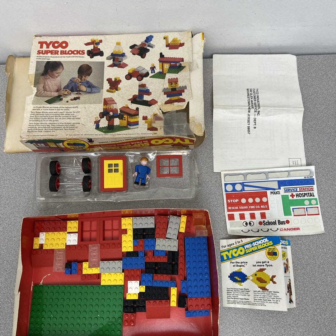 Vintage 1980s Tyco Super Blocks 80 Piece Deluxe BUILDING SET #5210 ...