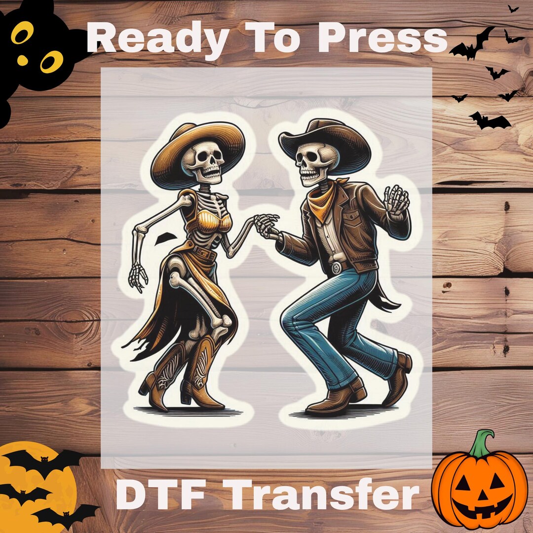 Halloween Matching Cowboy Skeleton Couple Shirt Dtf Transfers,dancing ...