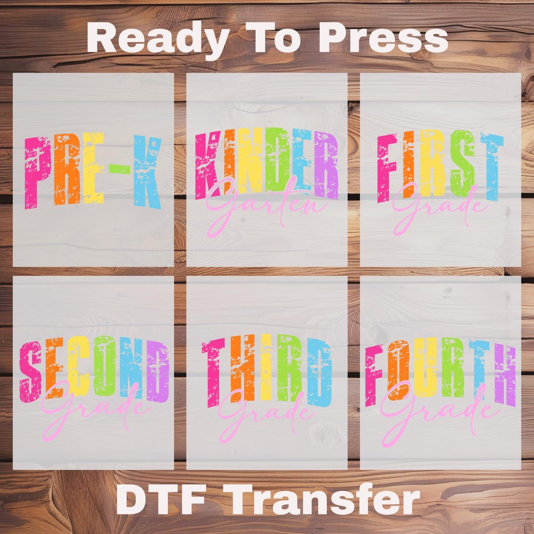 Back to School DTF Transfers for Pre-k to Fourth Grade,iron on Shirt ...