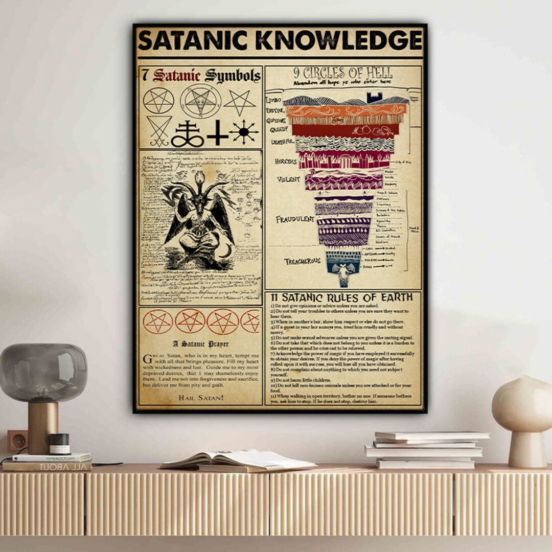 Satanic Knowledge Poster, Satanic Poster, Satanic Art Prints, 7 Satanic ...