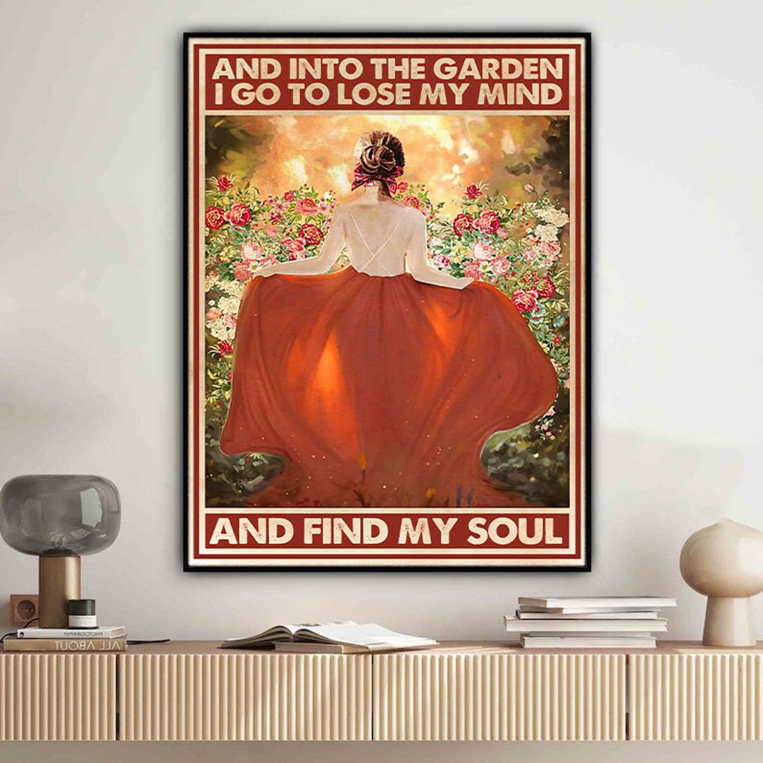 Vintage Gardening Poster Garden Poster Into the Garden I Go to Clear My ...