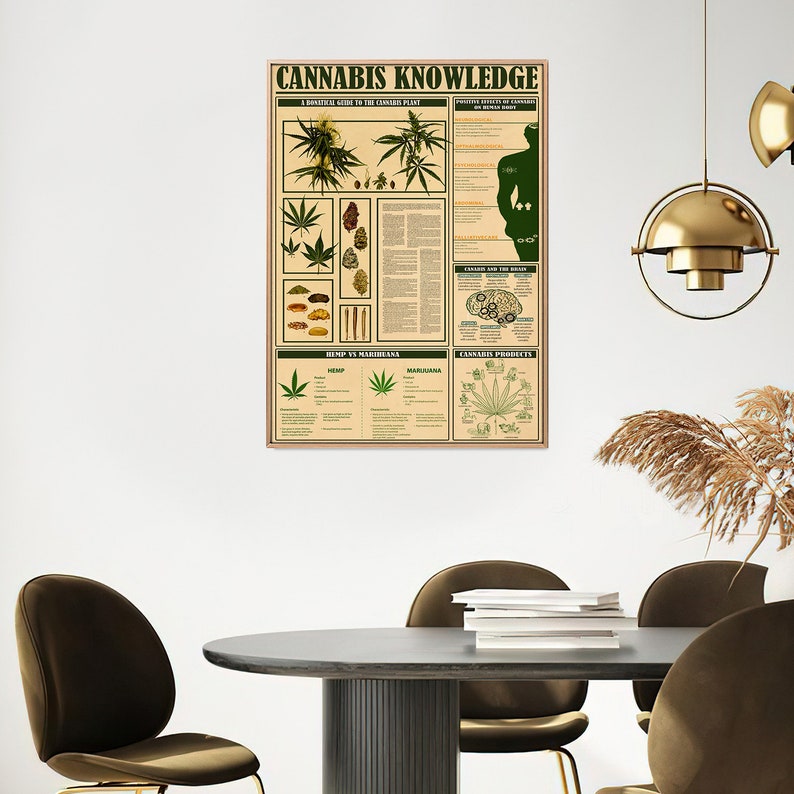 Marijuana Knowledge Poster, Chemistry of Cannabis Posters Wall Decor ...