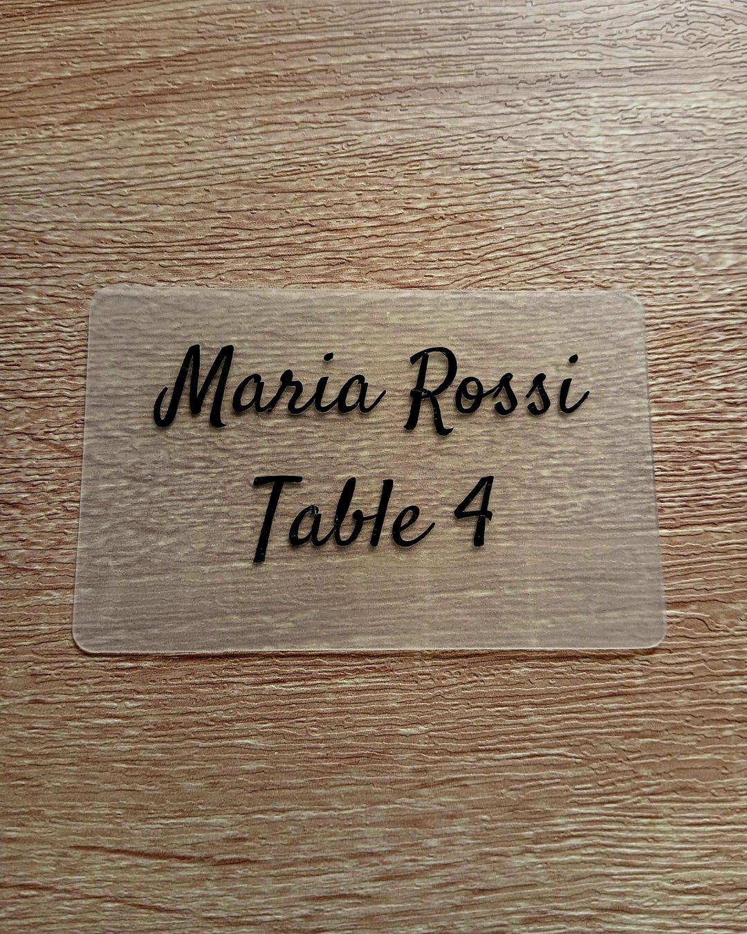 Clear Matte Plastic Place Cards With Raised Vinyl Text - Unique Wedding ...
