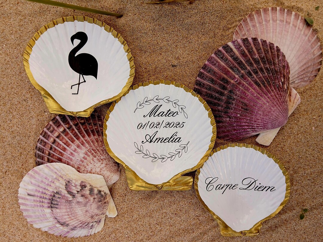 Custom Scallop Shells With Words, Phrases and Designs, Personalized ...