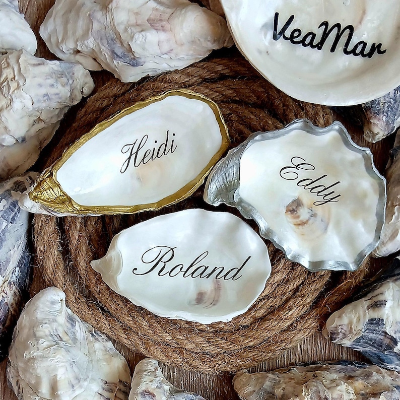 Personalized Small Oyster Shells With Calligraphy Names –unique, Custom ...