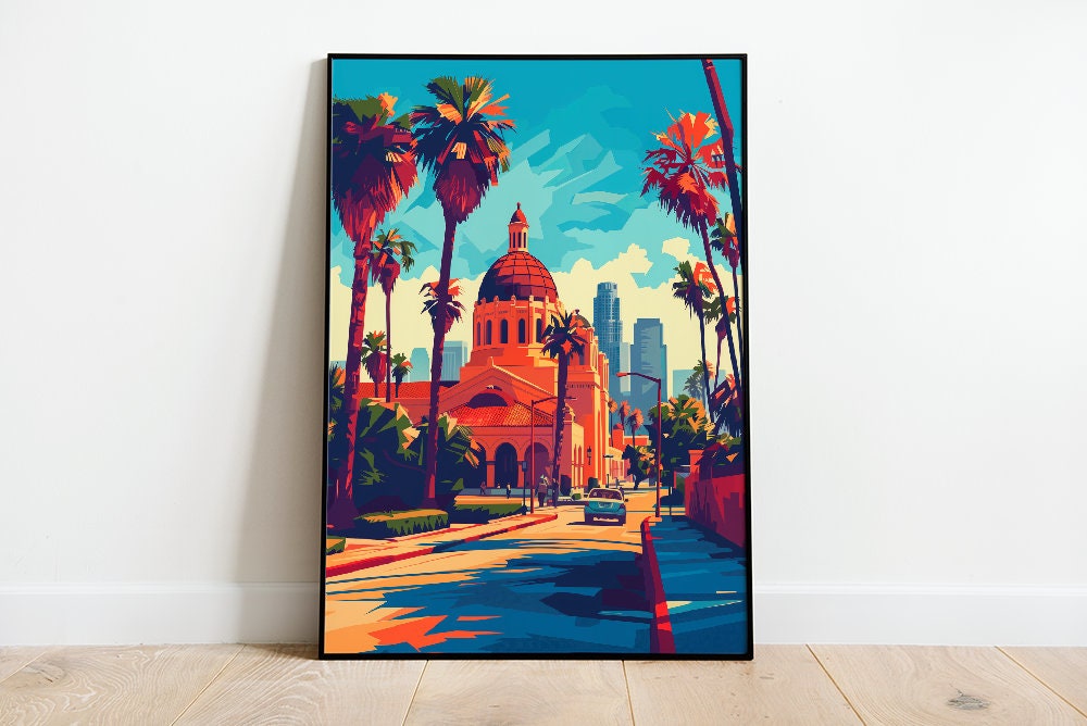 Los Angeles Poster, Modern Wall Art Print, LA Skyline, California Decor ...