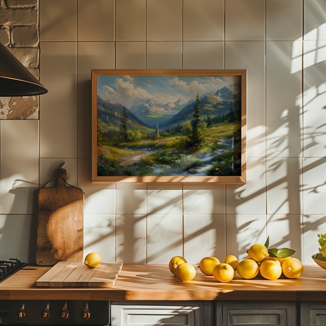 Rustic Cabin Painting , DIGITAL DOWNLOAD, Landscape Art Print for Home ...