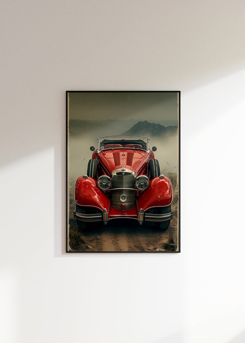 Retro Car Poster, Vintage Auto Wall Art, Classic Car Decor, Retro ...