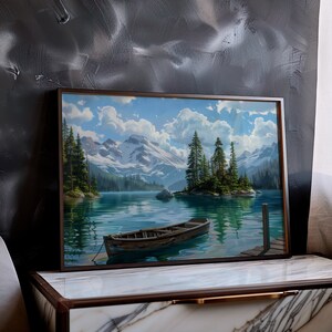 Lake Painting , DIGITAL DOWNLOAD, Nature Art, Serene Lakeside Scene ...