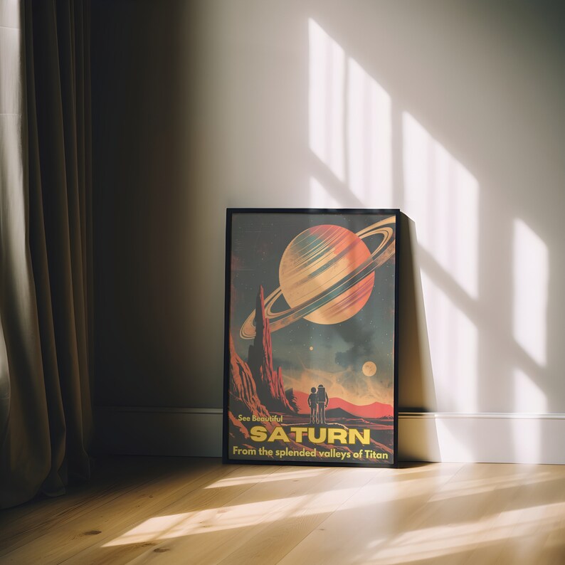 Travel Poster Wall Art Print - Saturn Travel Poster, Retro Space Travel ...