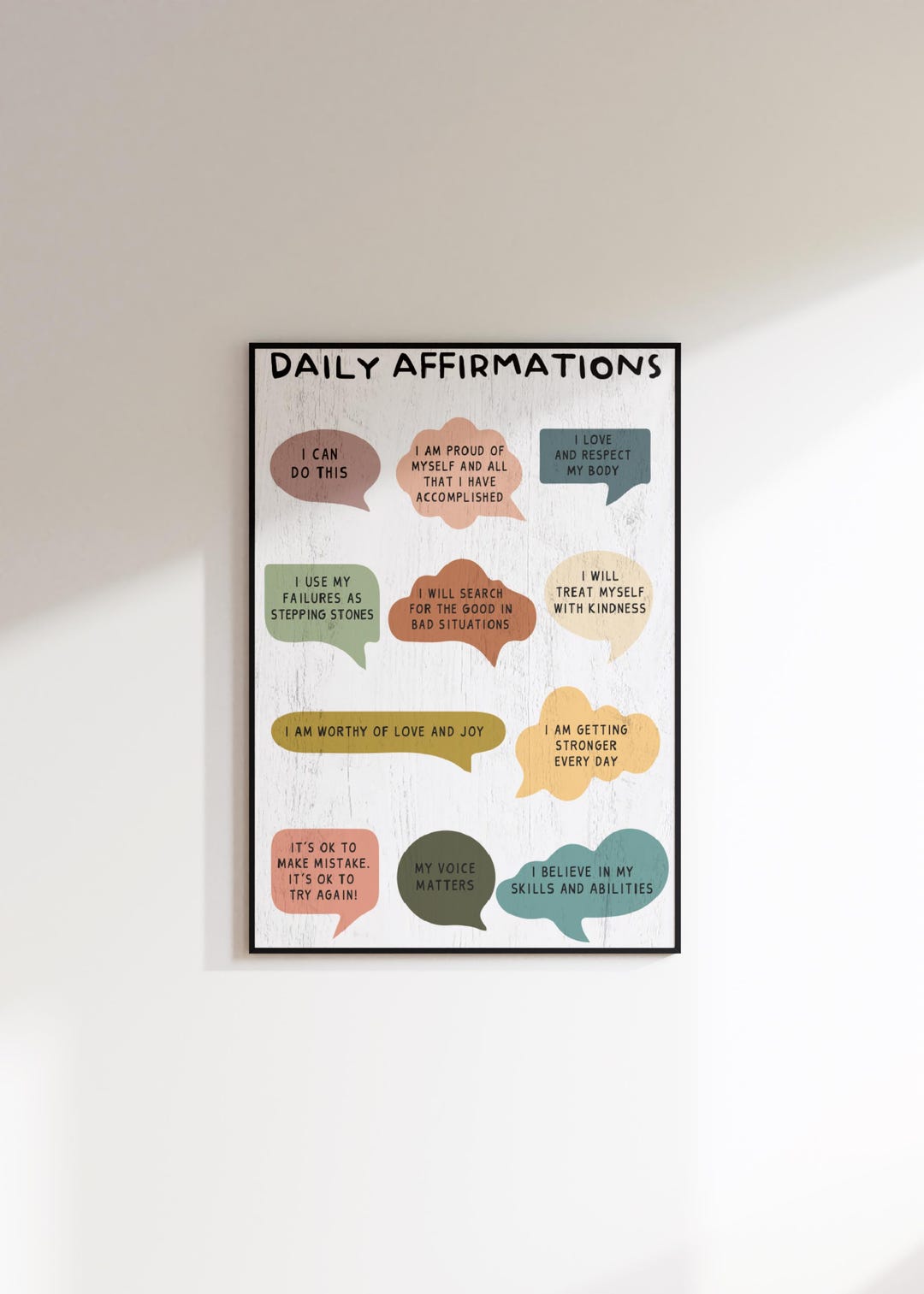 Daily Affirmations Poster,affirmation WALL ART, Positive Affirmations ...