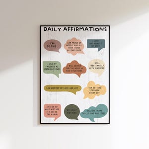 Daily Affirmations Poster,affirmation WALL ART, Positive Affirmations ...