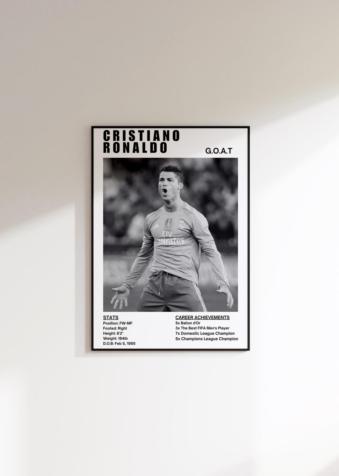 Ronaldo Poster, Cristiano Ronaldo Poster, Football Gift, Sports Poster ...