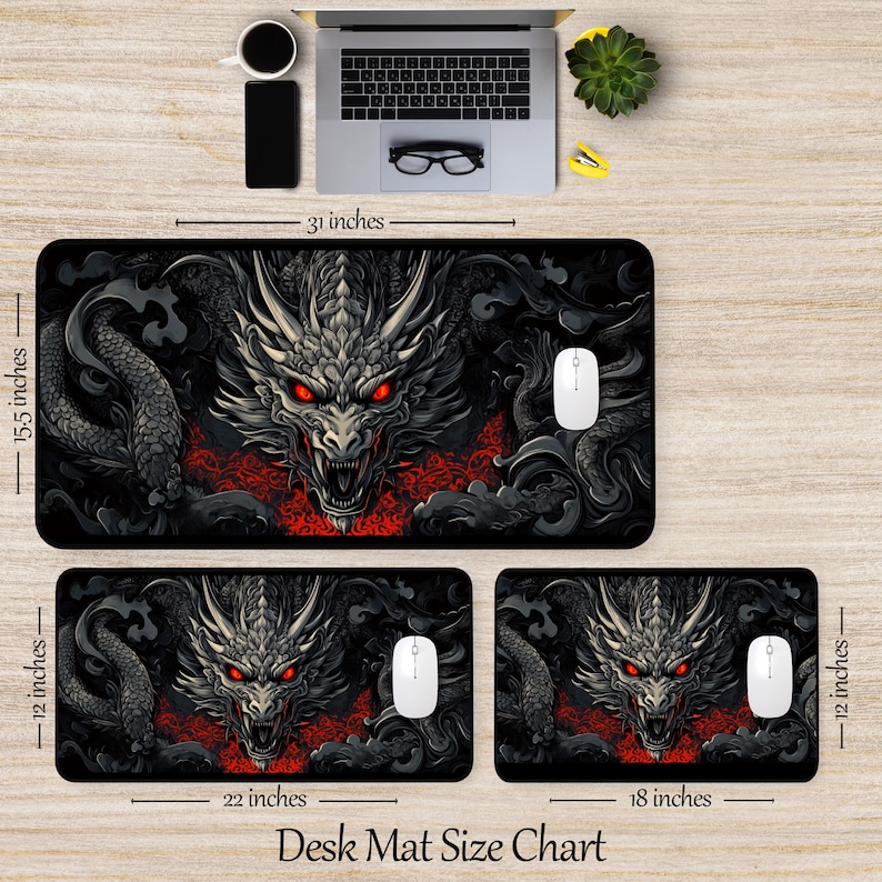 Gothic Dragon Desk Medieval Decor Dragon Desk Mat Draco Desk Pad Gothic ...