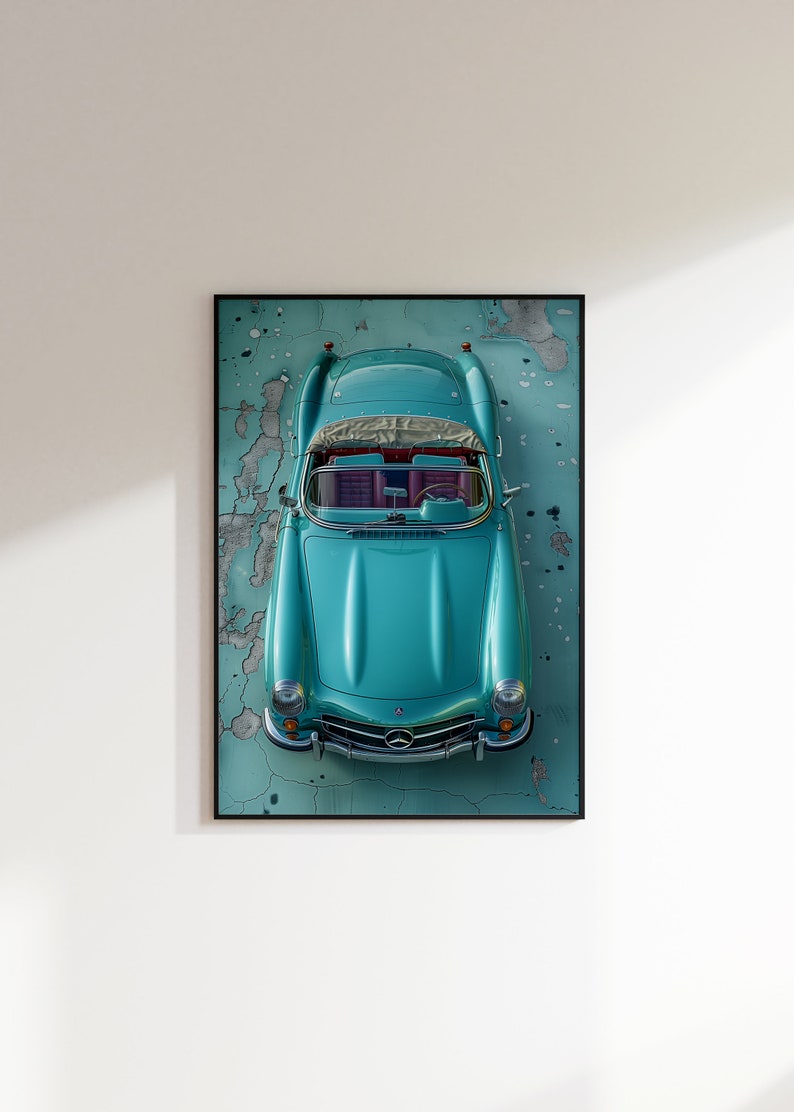 Retro Car Print Vintage Automotive Wall Art, Classic Car Poster for ...