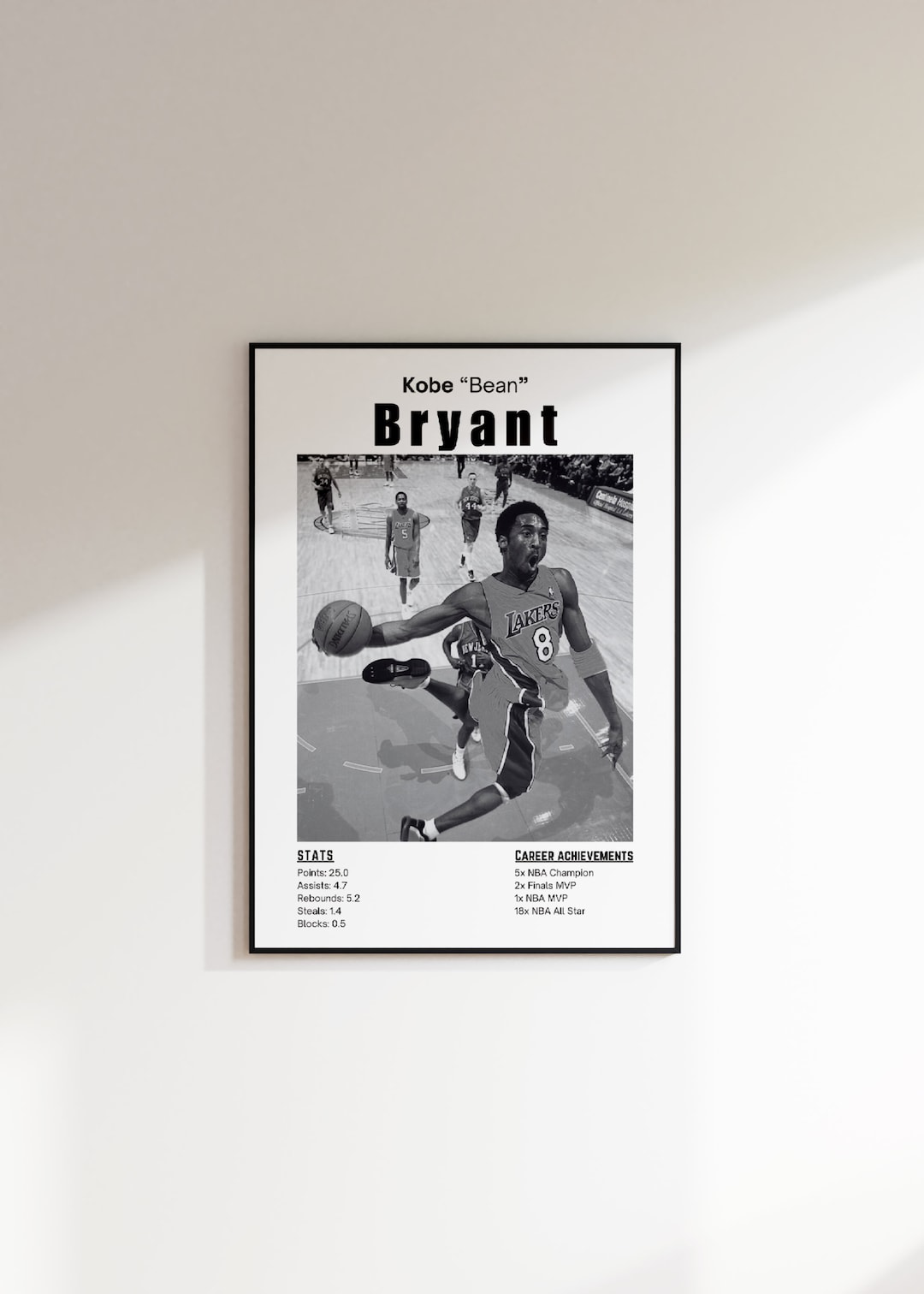 Kobe Bryant Poster , NBA Poster , Iconic Basketball Art Print, Kobe ...