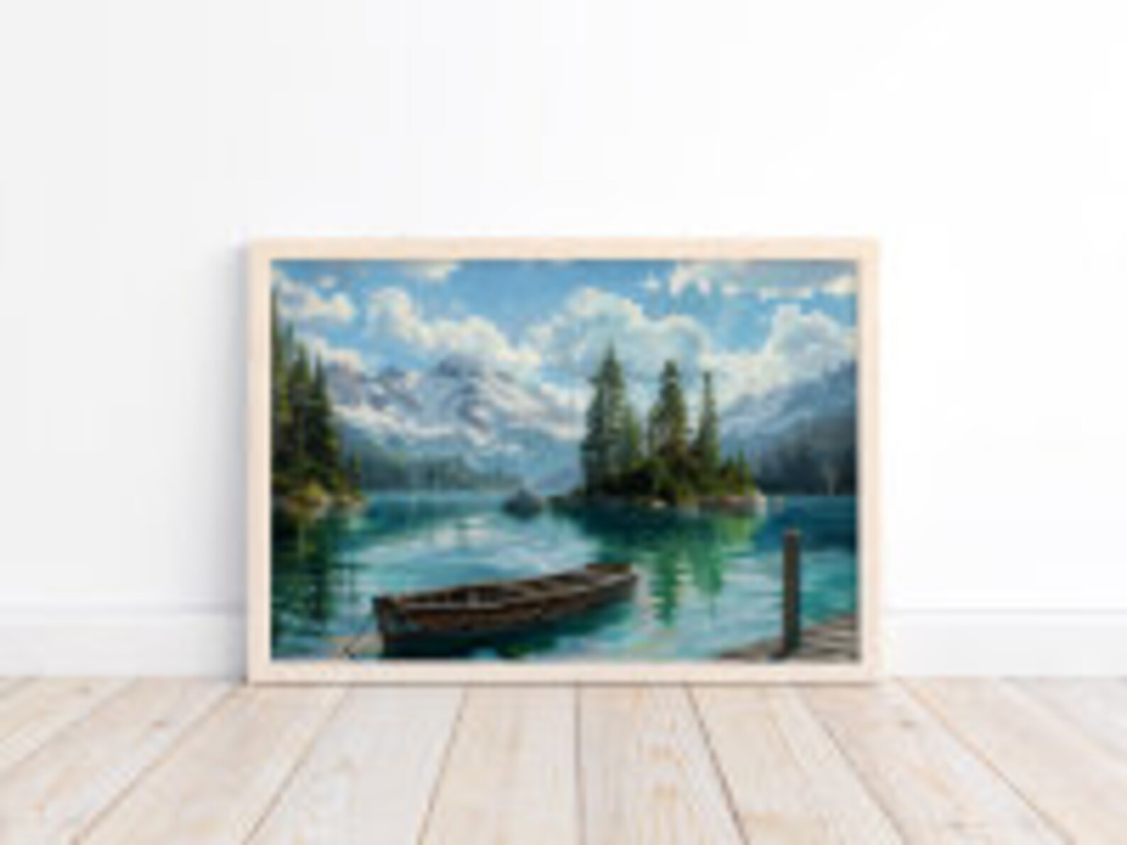 Lake Painting , DIGITAL DOWNLOAD, Nature Art, Serene Lakeside Scene ...