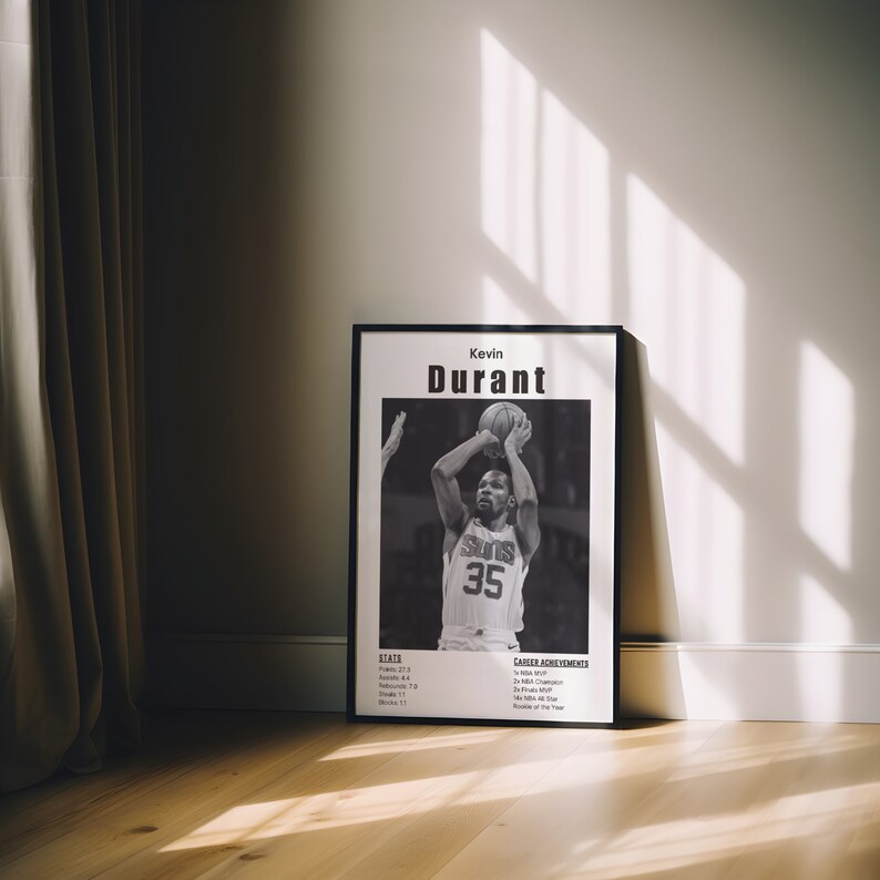 Kevin Durant Poster , NBA Poster , Iconic Basketball Art Print, KD Fan ...