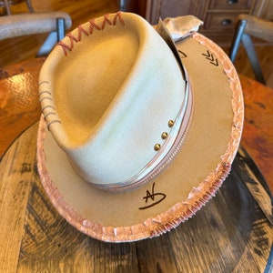 One-of-a-kind Felt Hat Western Fedora Cowboy Hat Rose Gold Easter - Etsy