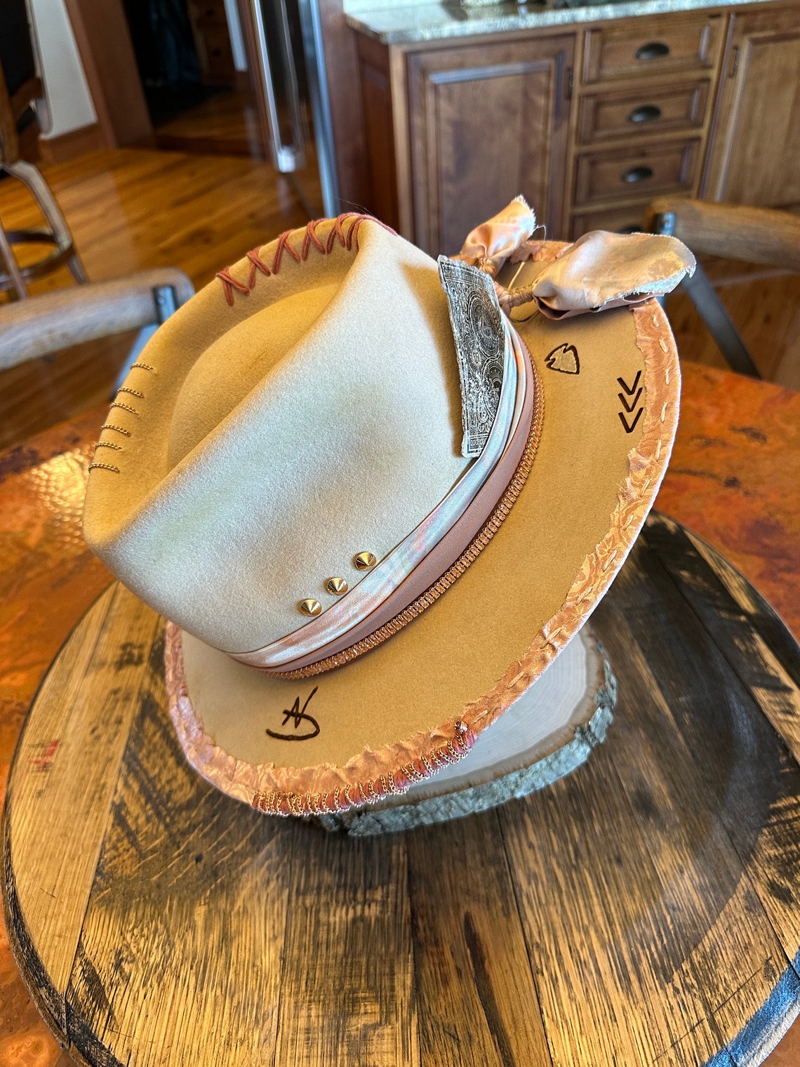 One-of-a-kind Felt Hat Western Fedora Cowboy Hat Rose Gold Easter - Etsy