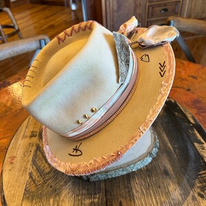 One-of-a-kind Felt Hat Western Fedora Cowboy Hat Rose Gold Easter - Etsy