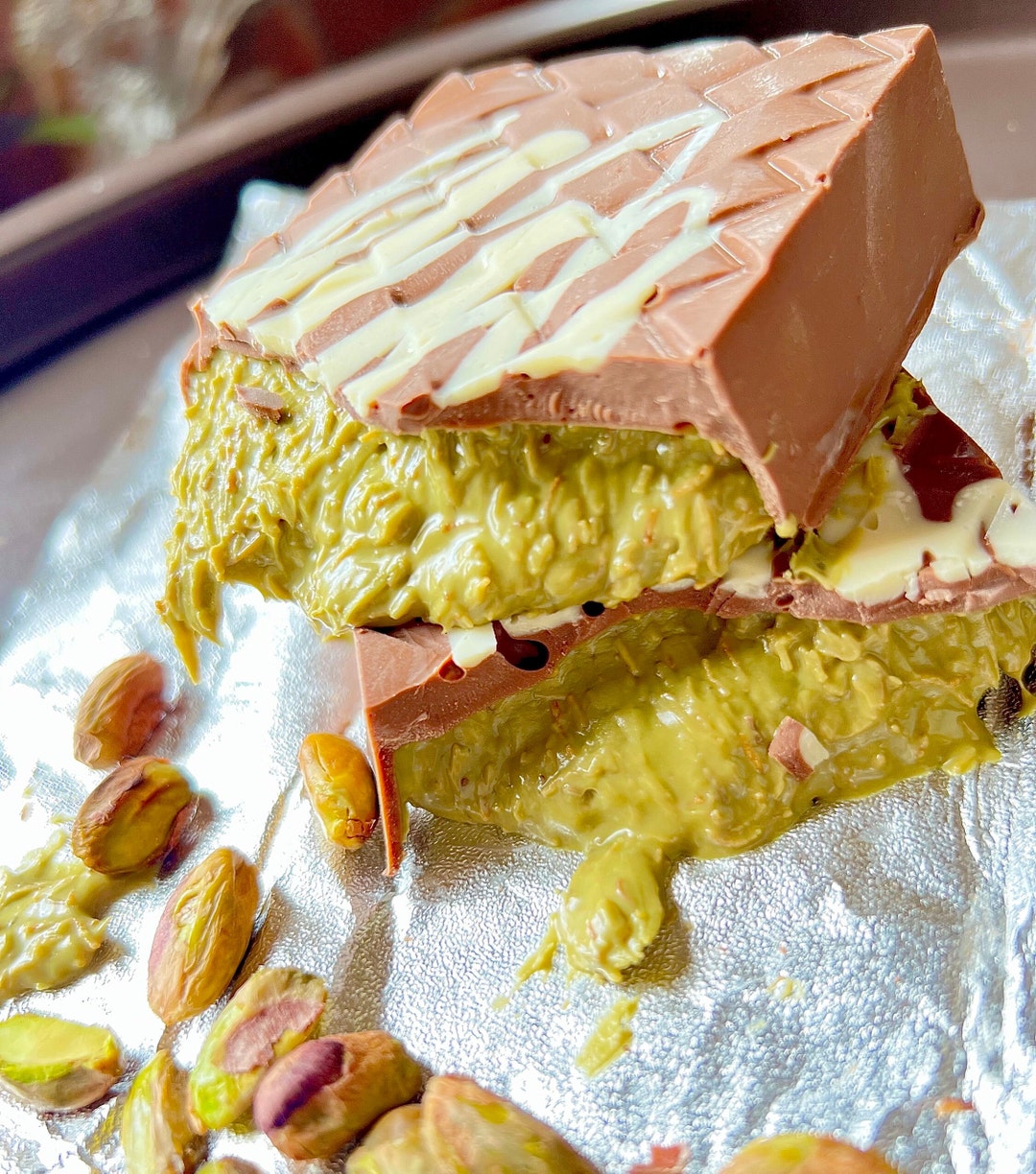 Kunafa [knafeh] Pistachio Milk Chocolate Bar - Inspired by the Fix Chocolate Viral Dubai - Pre ...