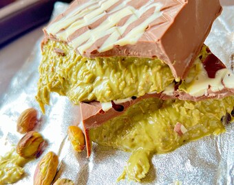 Large Kunafa [knafeh] Pistachio Milk Chocolate Bar - Inspired by the ...