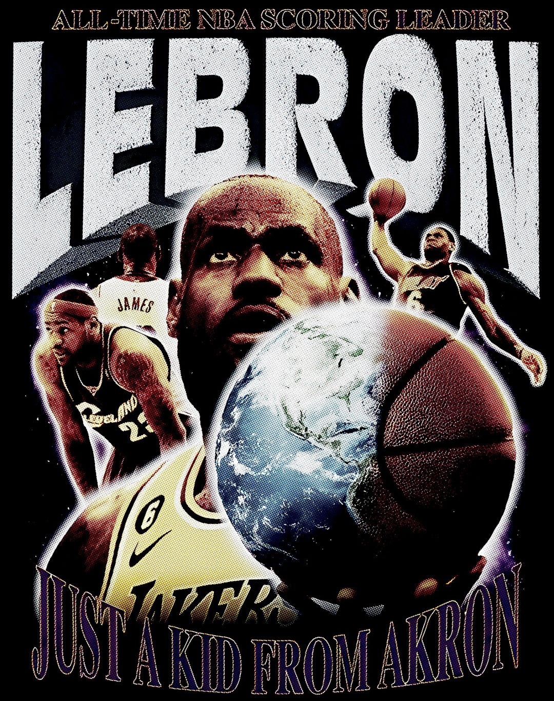 Lebron James NBA LA Lakers DTF PNG Halftone Design Digital Screen ...