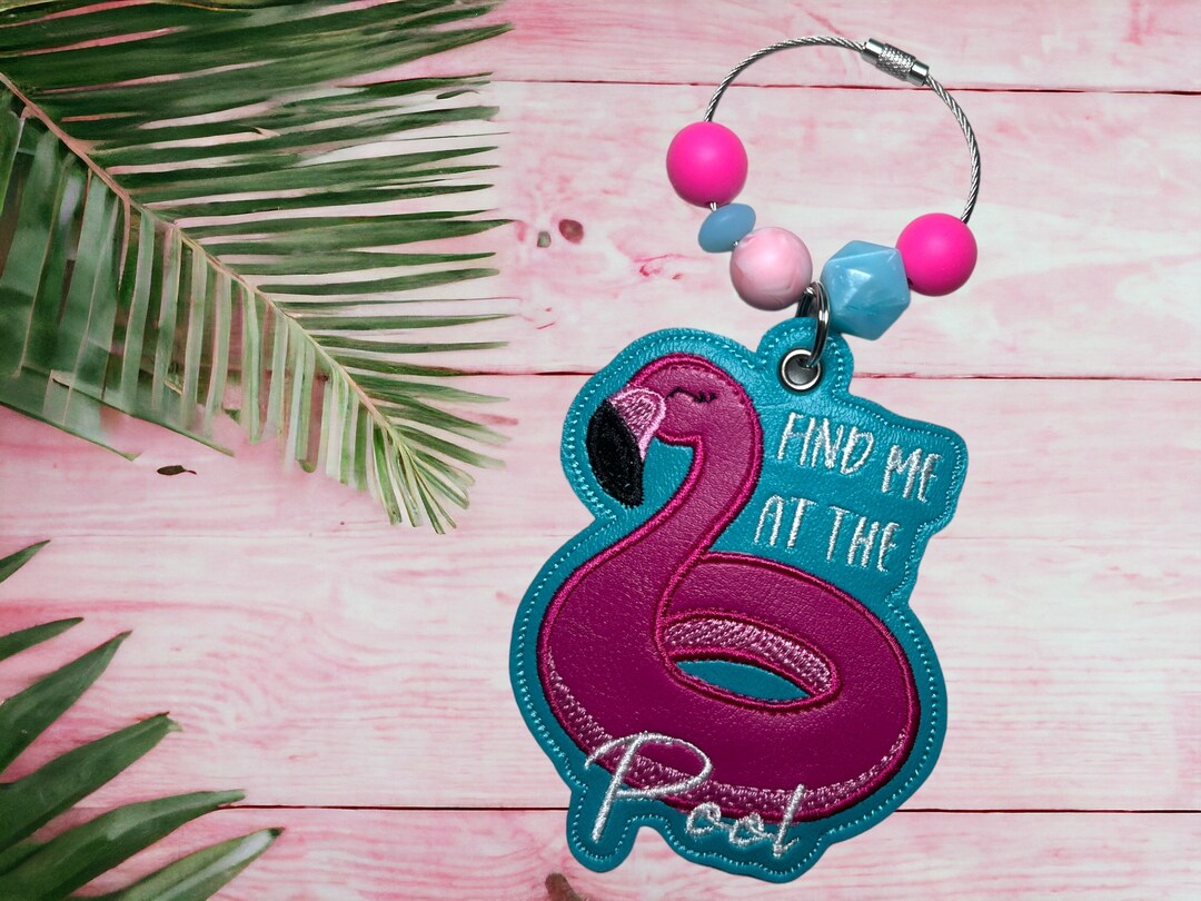 Flamingo Float Meet Me at Pool Bogg Bag Tag Key Fob Ornament - Etsy