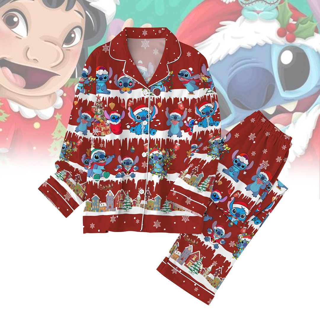 Christmas Stitch Pajamas Set, Lilo and Stitch Pajamas, Disney Movie ...
