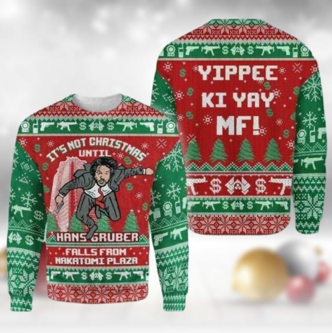 Christmas Hans Gruber Sweater, Nakatomi Plaza Ugly Xmas Sweater, Die ...