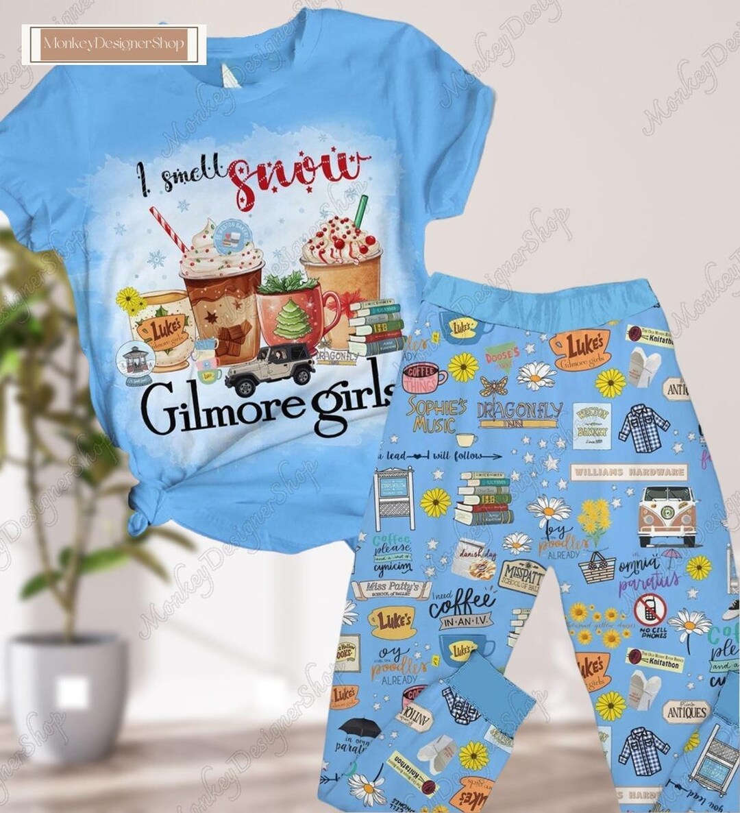 Christmas Gilmore Girls Pajamas Set, I Smell Snow Gilmore Girls T-shirt ...