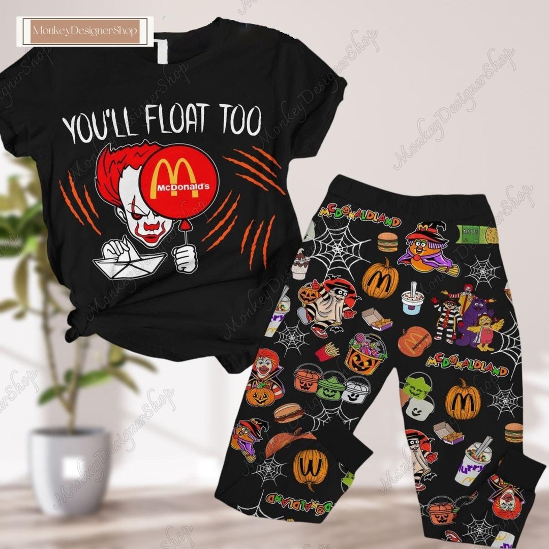 IT Pennywise Halloween Pajamas, Pennywise Mcdonalds Fleece Pajamas Set ...
