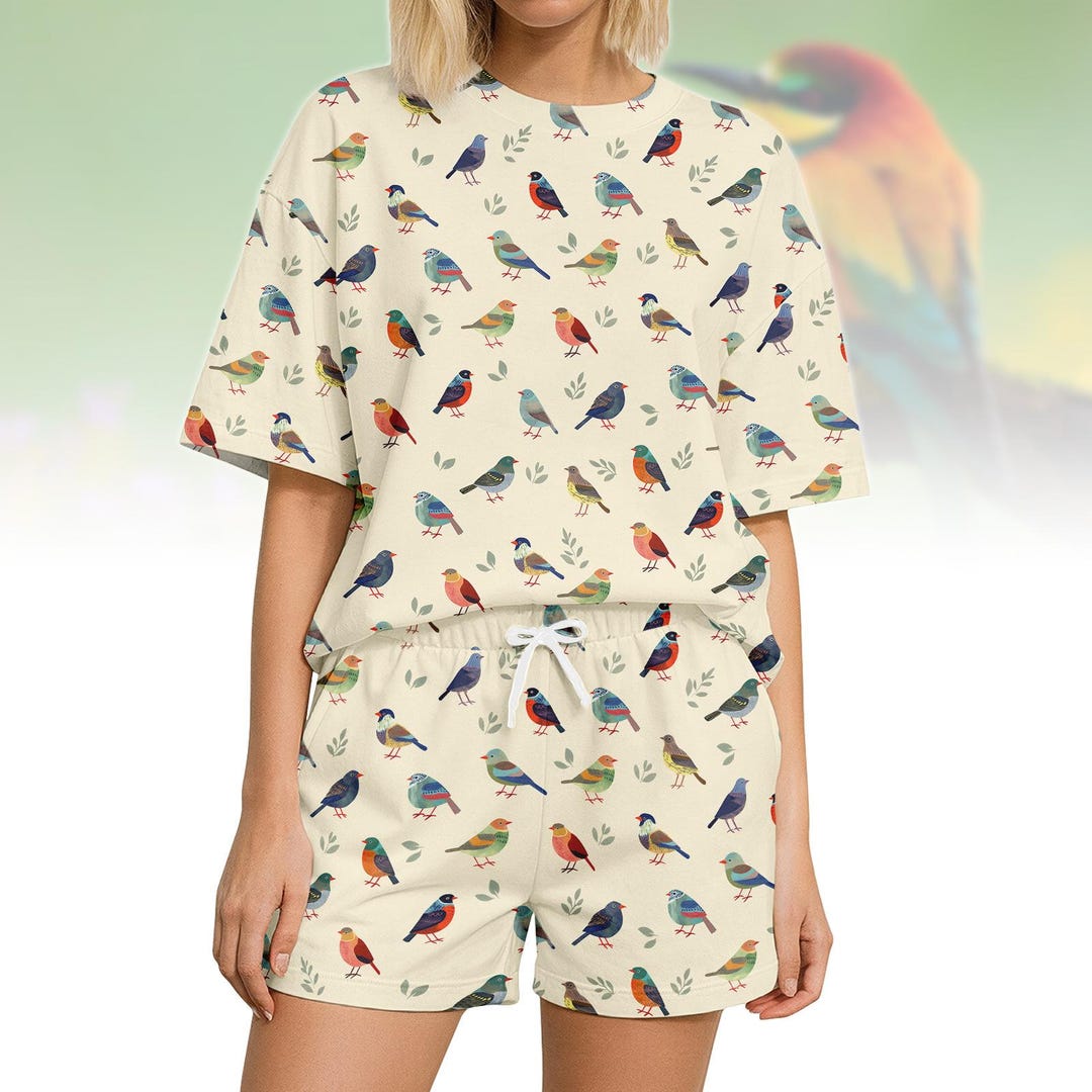 Bird Short Pajamas Set, Gift for Bird Lover, Animal T-shirt Short for ...