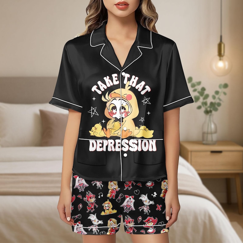 Take That Depression Hazbin Hotel Pajamas, Lucifer Hazbin Hotel Short ...