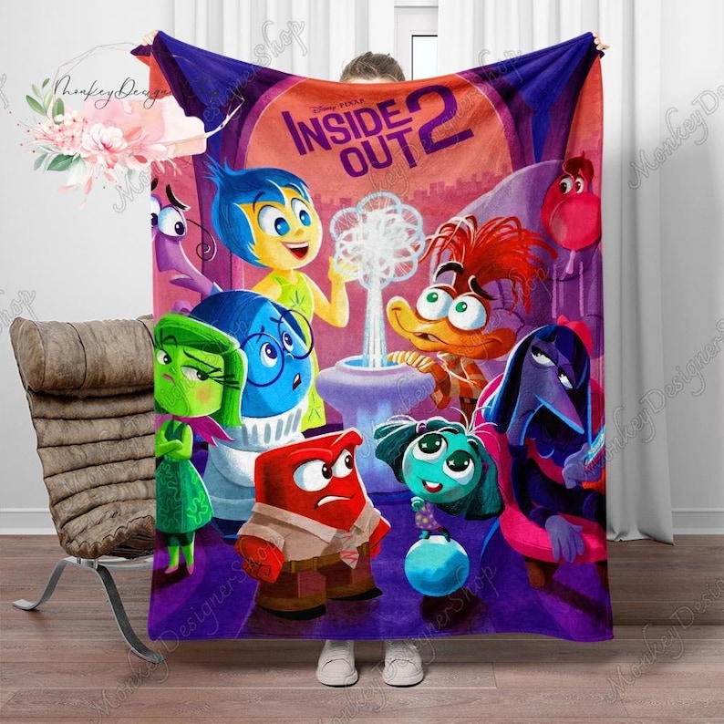 Inside Out 2 Blanket, Disney Pixar Inside Out Bed Quilt, Joy Disgust ...