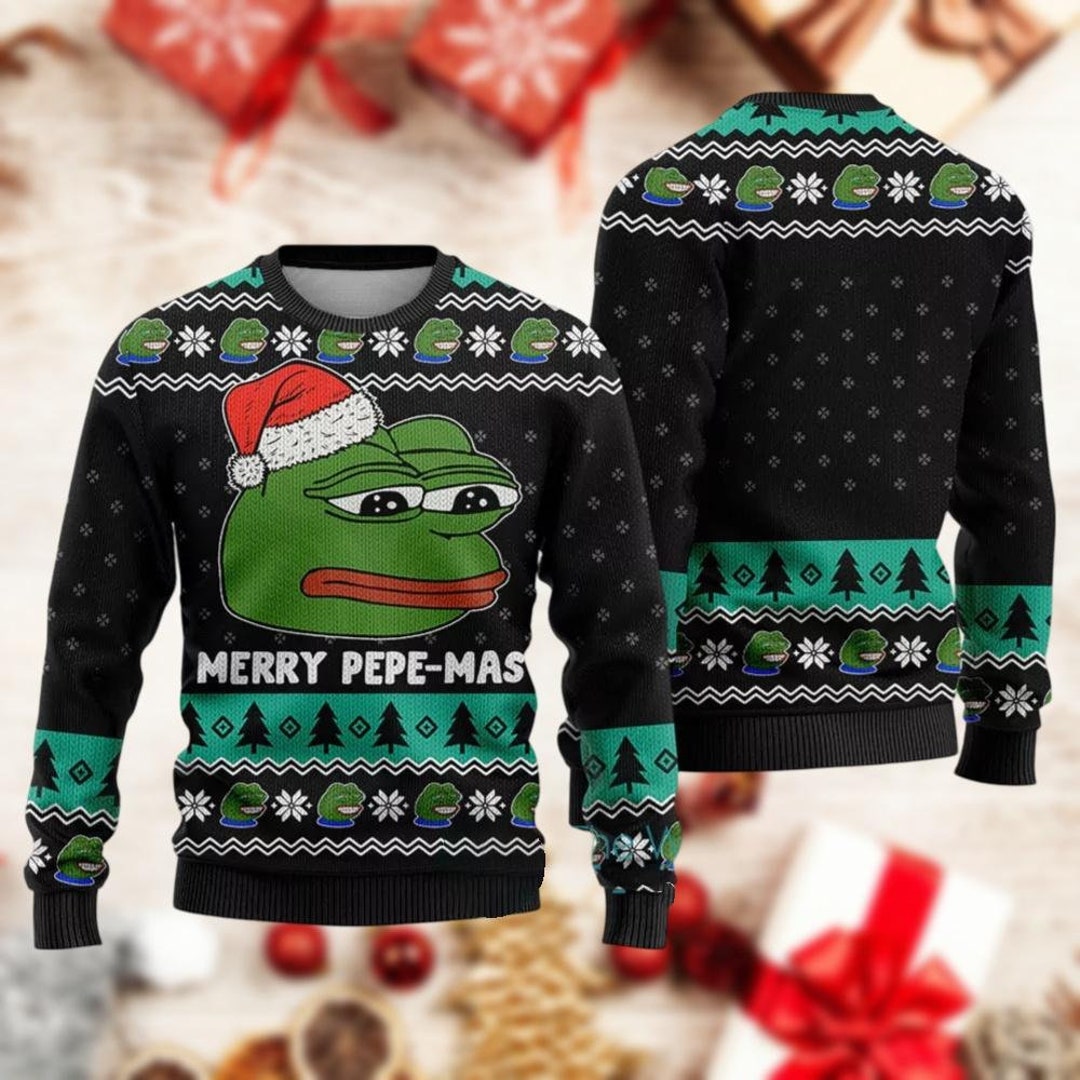 Christmas Pepe the Frog Meme Sweater, Merry Pepe Mas Ugly Sweater, Frog ...