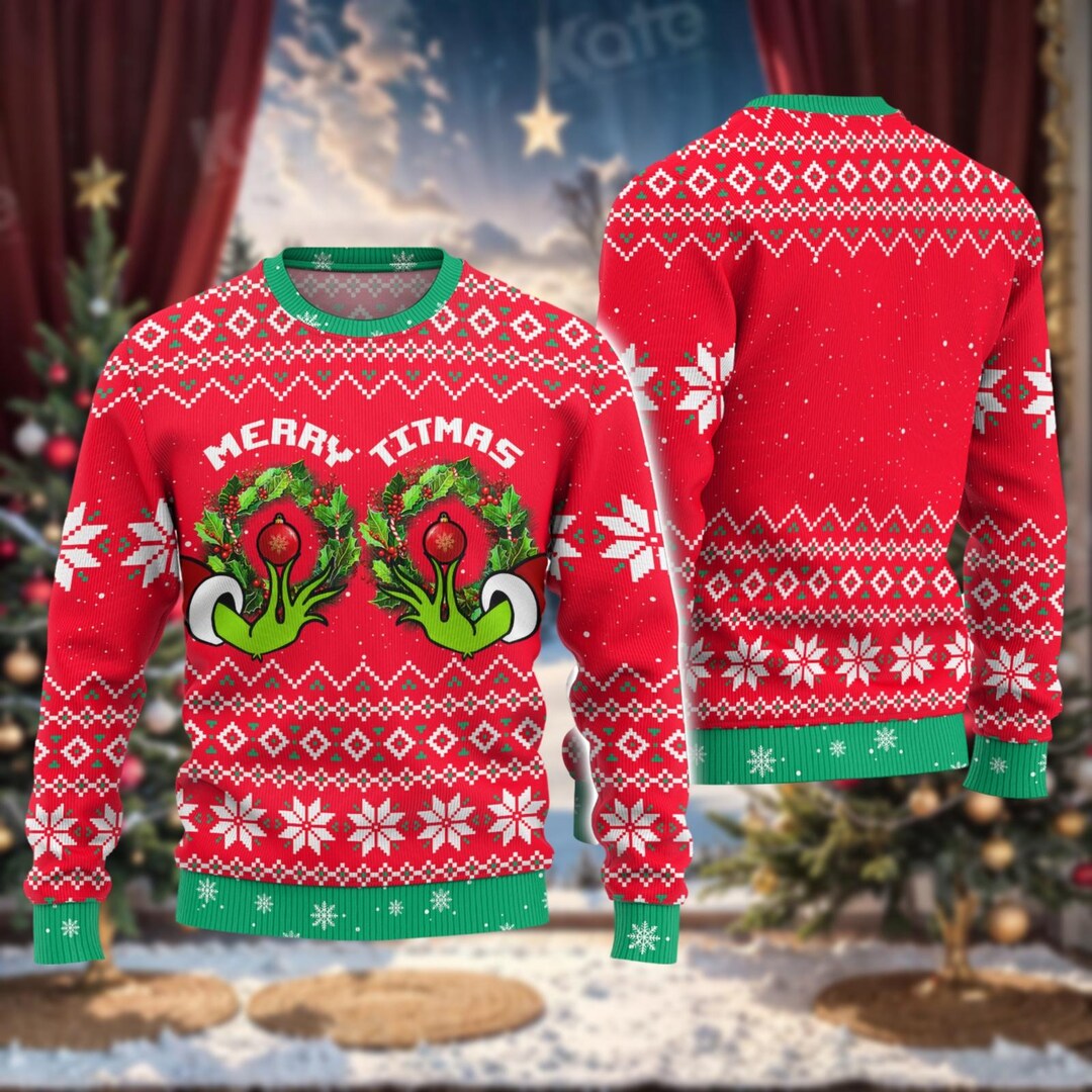 Gring Tits Christmas Ugly Sweater, Tits the Season Shirt, Funny Xmas ...