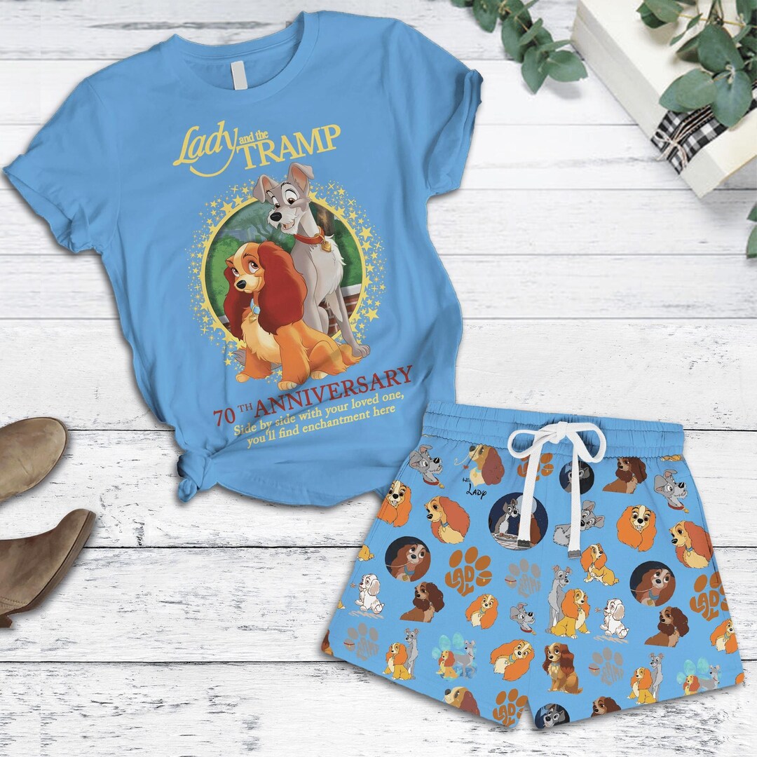 Disney Lady and the Tramp Short Pajama, Disney 70th Anniversary ...