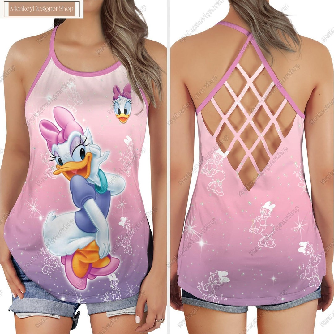 Daisy Duck Criss Cross Tank Top, Daisy Duck Face Gym Tank Top, Daisy ...