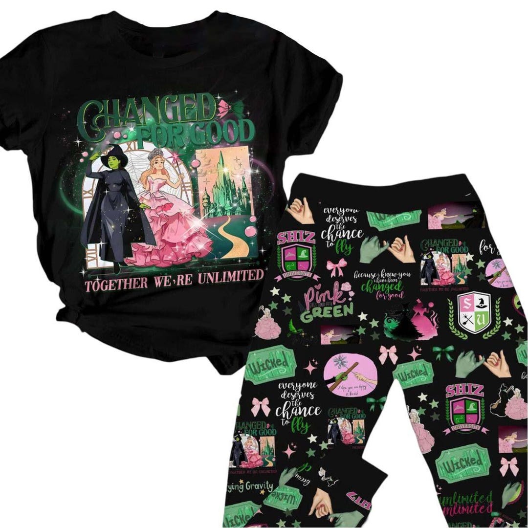 Wicked Movie Pajamas Set, Wizard of Oz T-shirt Pants Set, Wicked ...