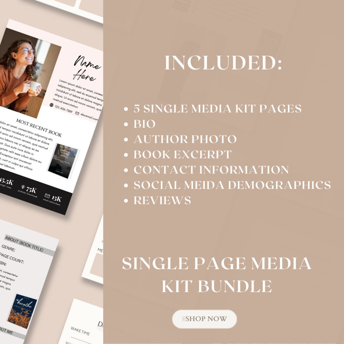 Single Page Author Media Kit Bundle - Etsy