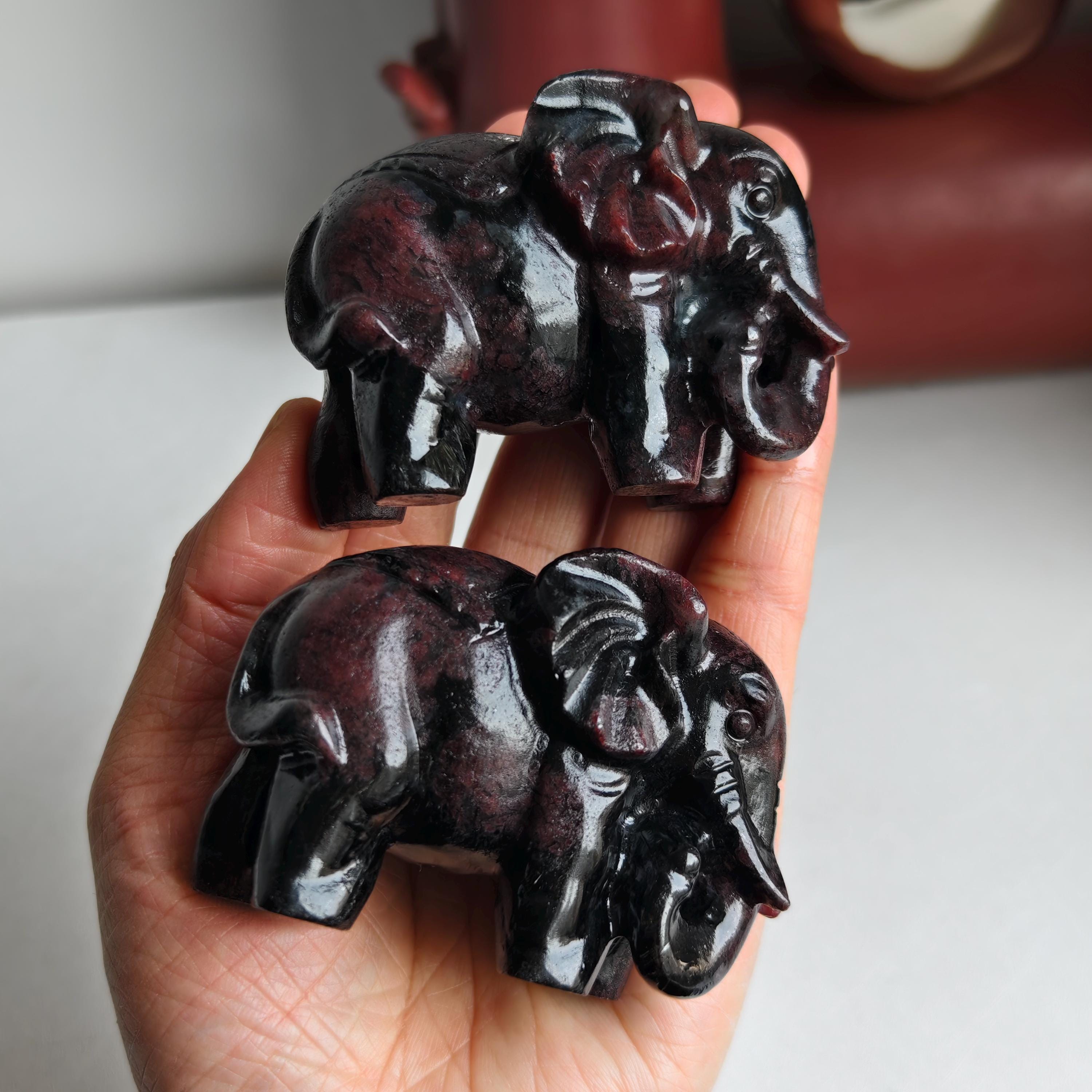 Natural Garnet Carved Elephant,crystal Elephant,elephant Carving ...
