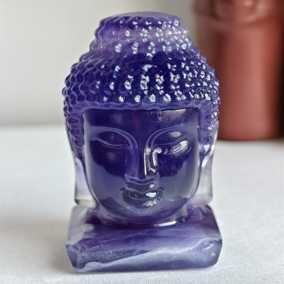3.5" Natural Rainbow Fluorite Carved Buddha,crystal Buddha Head,skull ...