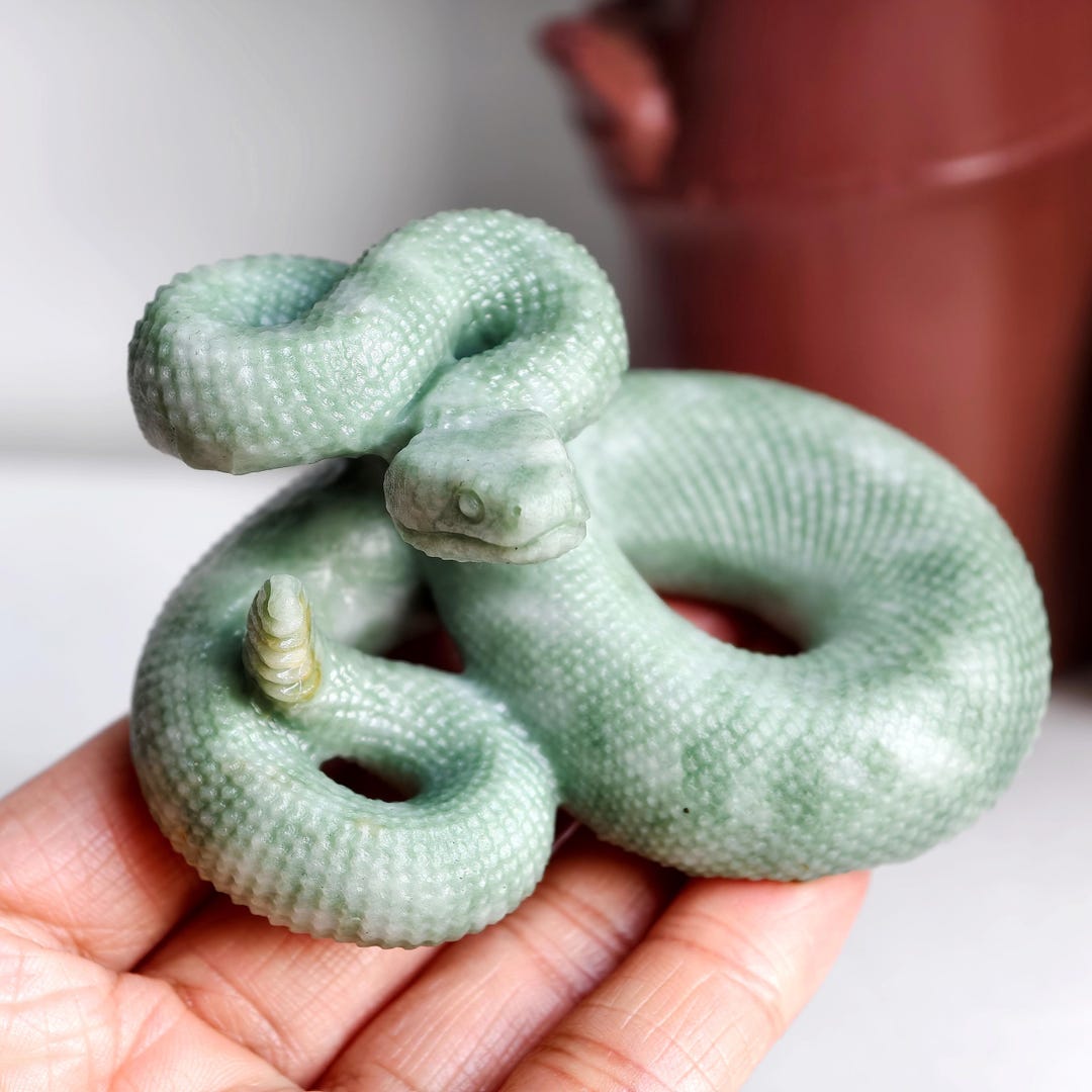 Natural Dushan Jade Carved Snake,crystal Snake,rattlesnake Carving ...
