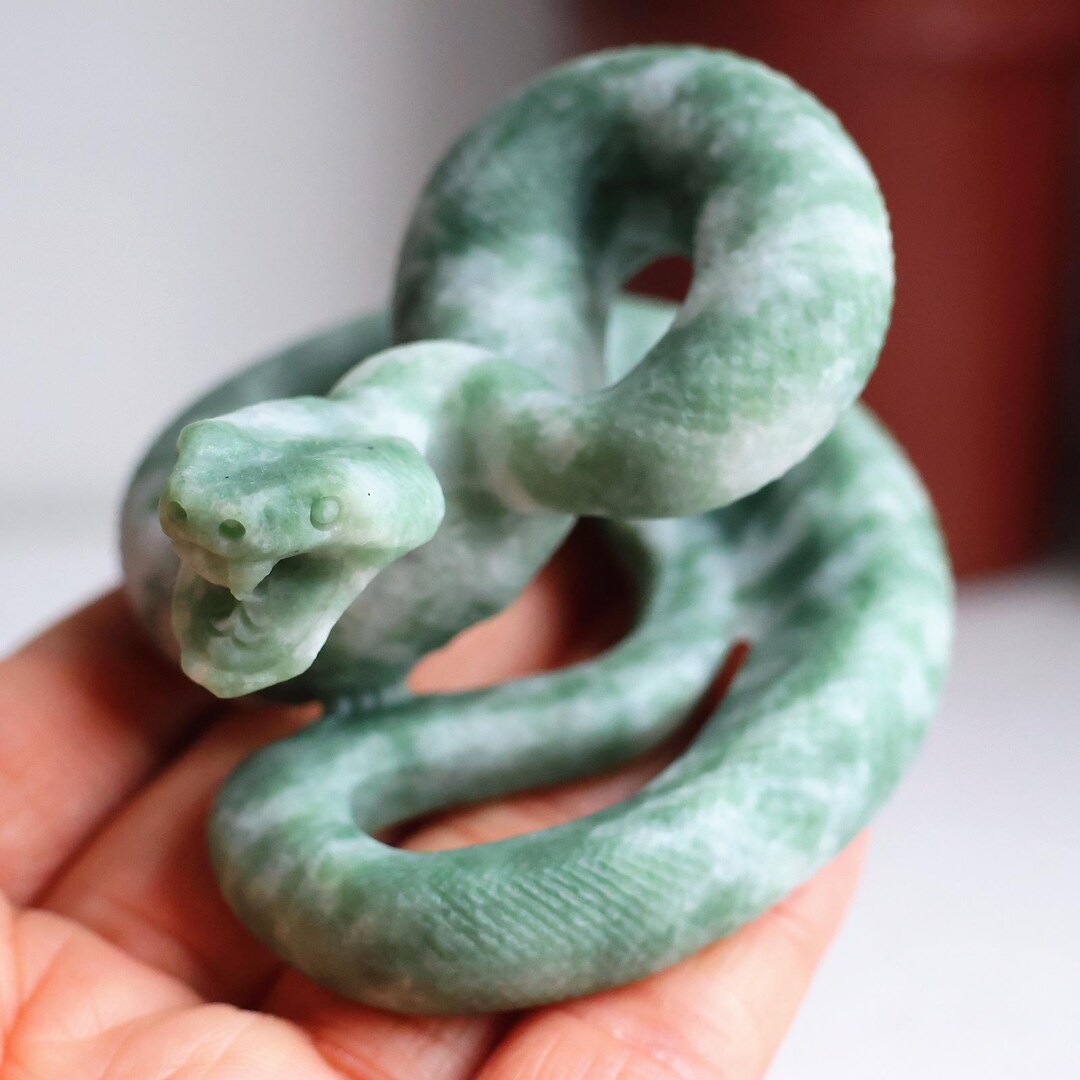 Natural Dushan Jade Carved Snake,crystal Snake,rattlesnake Carving ...