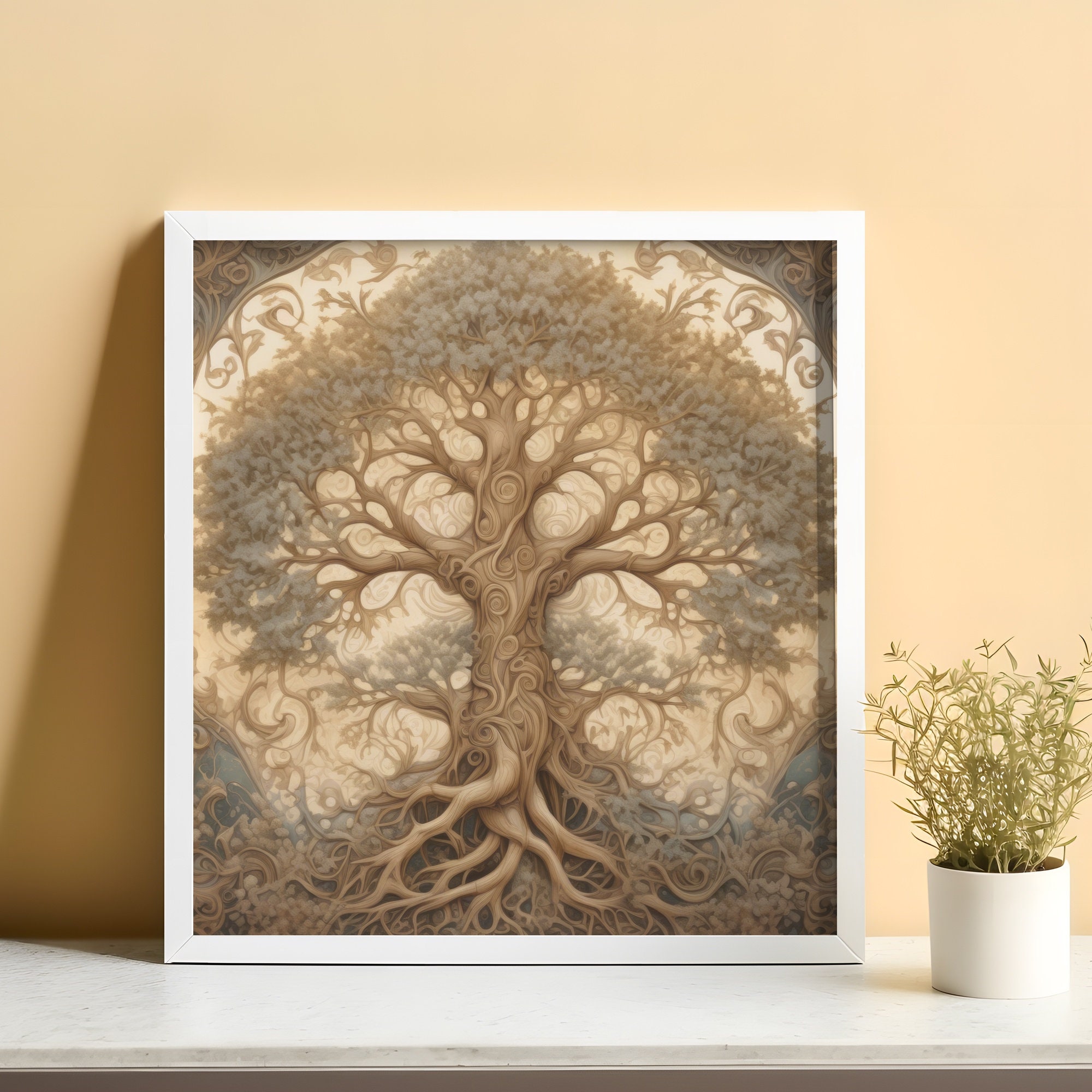 Yggdrasil Wall Art Digital Prints | Intricate Treelike Structure With ...