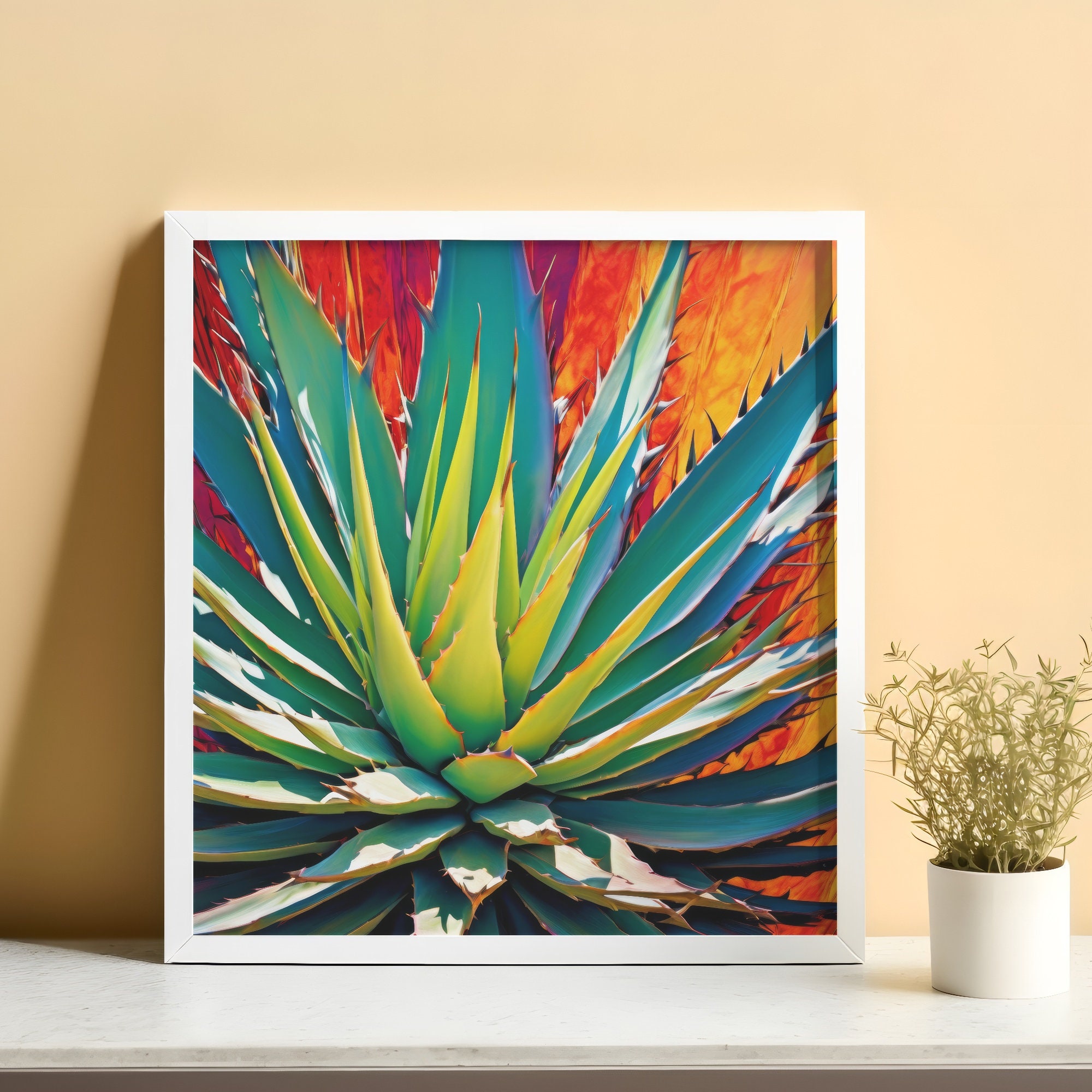 Agave Wall Art Pack of Abstract Digital Prints Pastel Tones Intricate ...