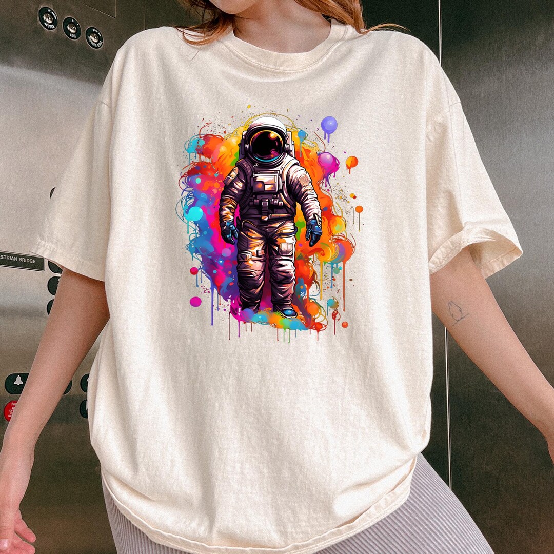 Comfort Colors Color Splash Astronaut Shirt Whimsical Space Graphic Tee ...